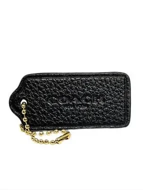 Coach | Bags | Coach 225 Black Sided Pebbled Leather Hangtag Bag Charm ...